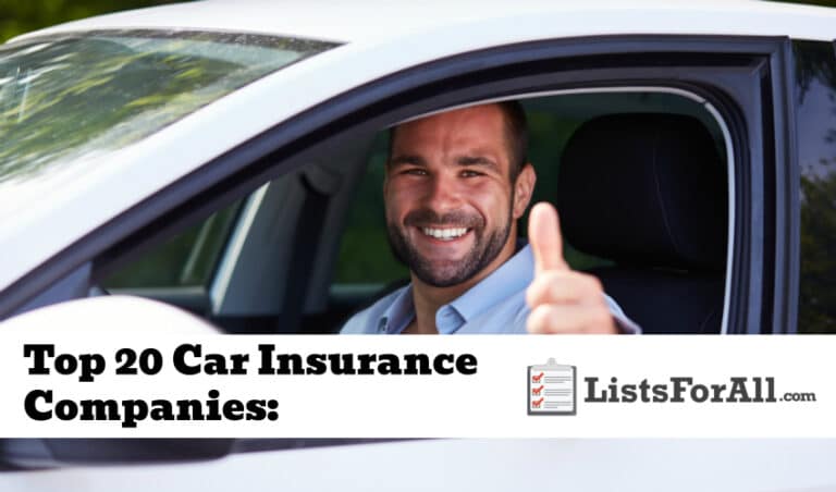Best Car Insurance Companies: The Top 20 List - ListsForAll.com